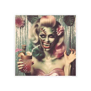 Retro Zombie Pin up Monster Rockabilly Goth Tiki Quirky Horror ...