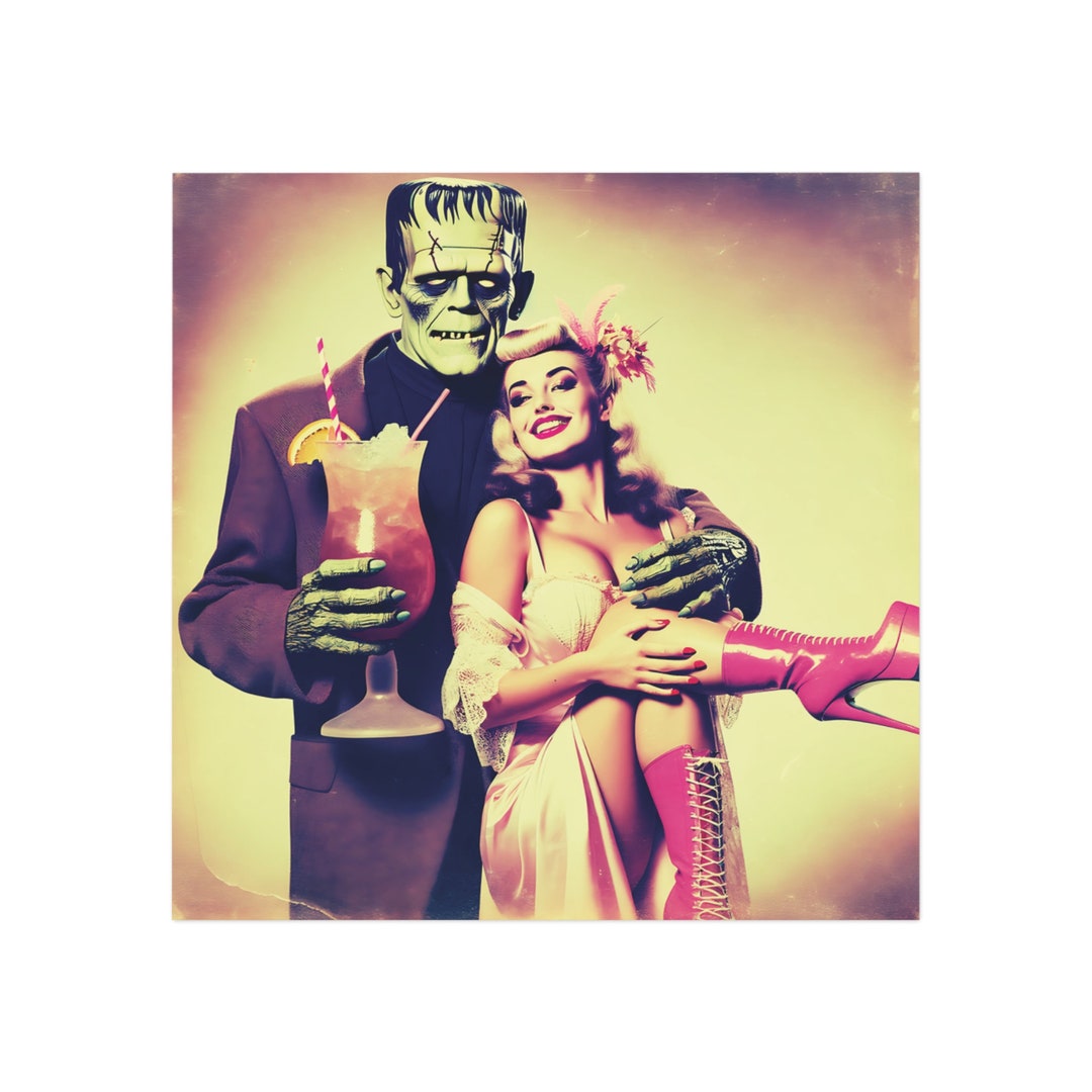 Retro Tiki Frankie Magnet Quirky Frankenstein Sexy Pin up Girl Tiki Bar ...