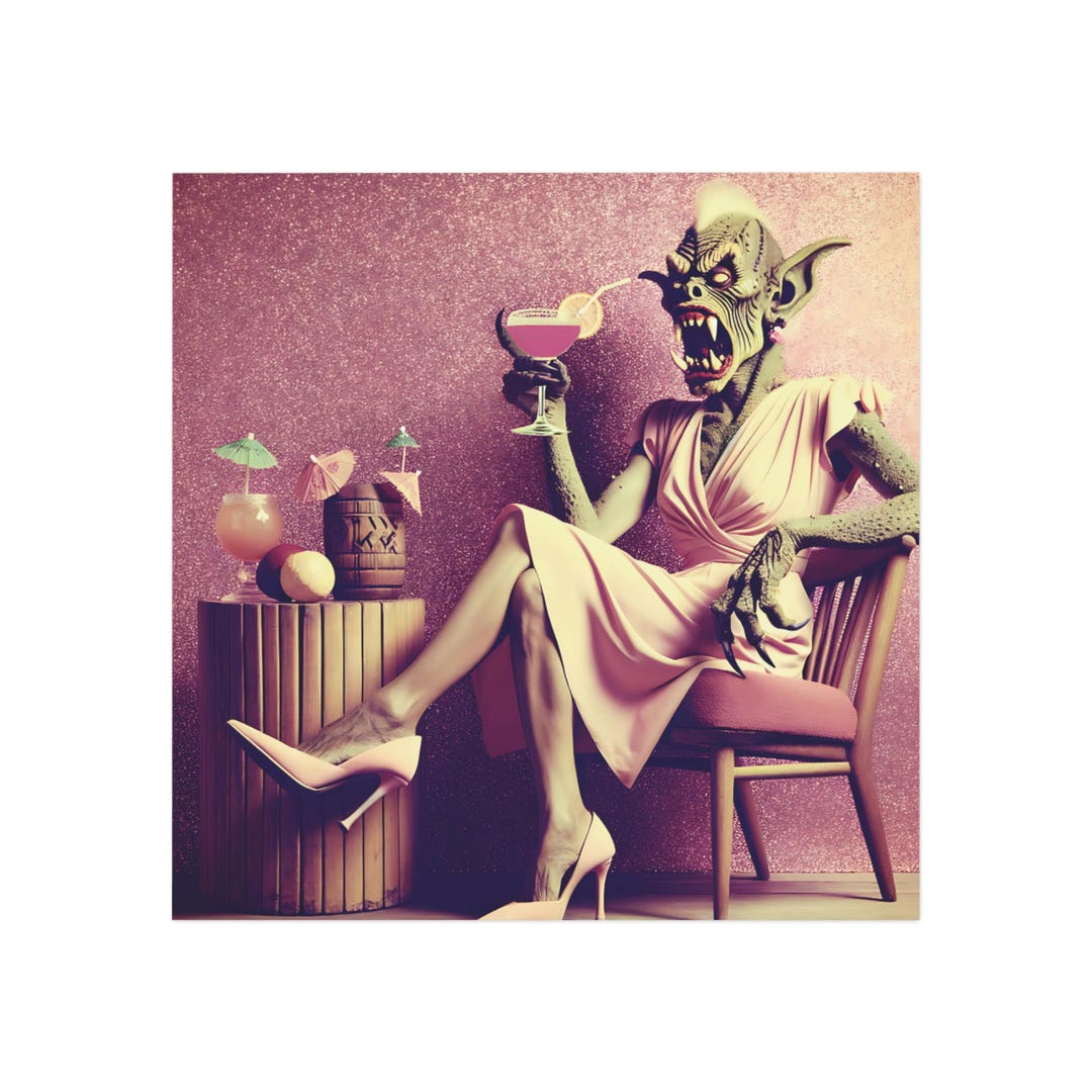 Mid Century Modern Monster Quirky Halloween Tiki Bar Retro Horror ...