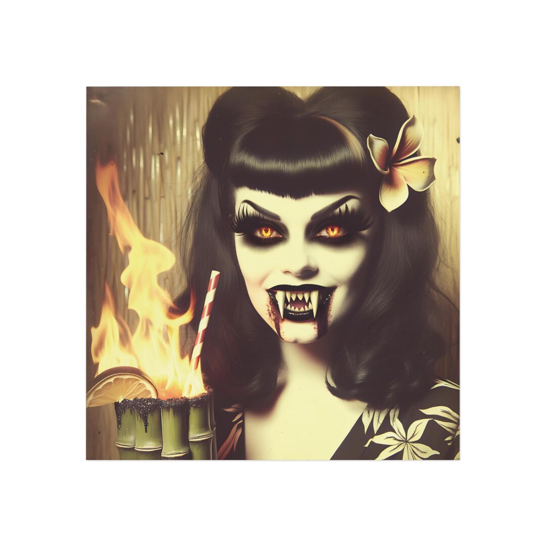 Vampire Tiki Lounge Retro Horror Vintage Style Goth Tiki Magnet - Etsy