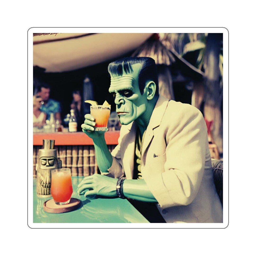 Tiki Bar Frankenstein Sticker - Etsy