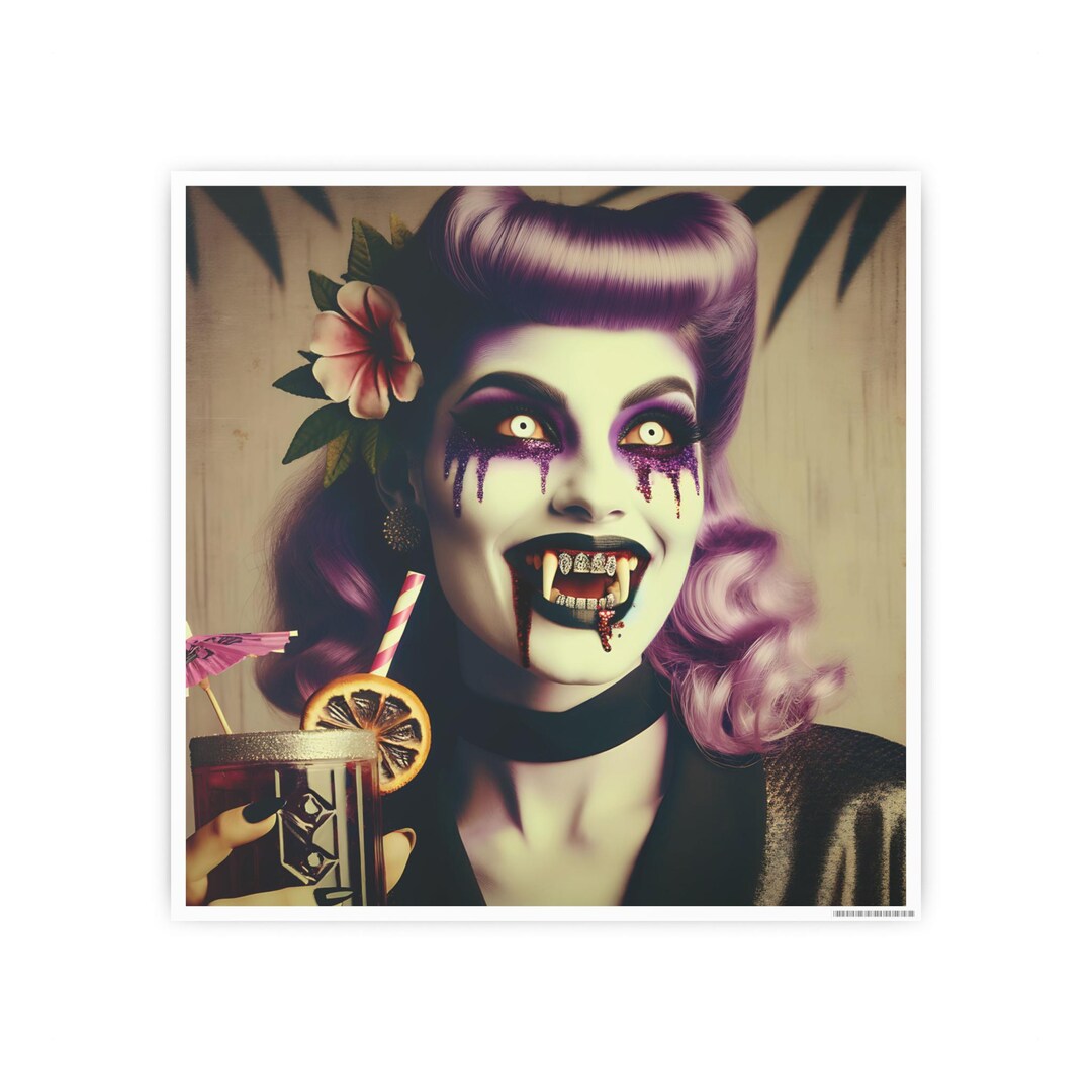 Hawaiian Rockabilly Vampire Tiki Vintage Style Photo Art Paper Poster ...