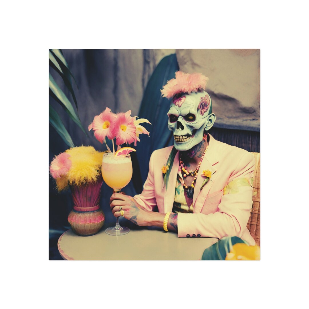 Creepy Quirky Freaky Tiki Skull Pink Goth Punk Retro Tiki Bar Magnet - Etsy