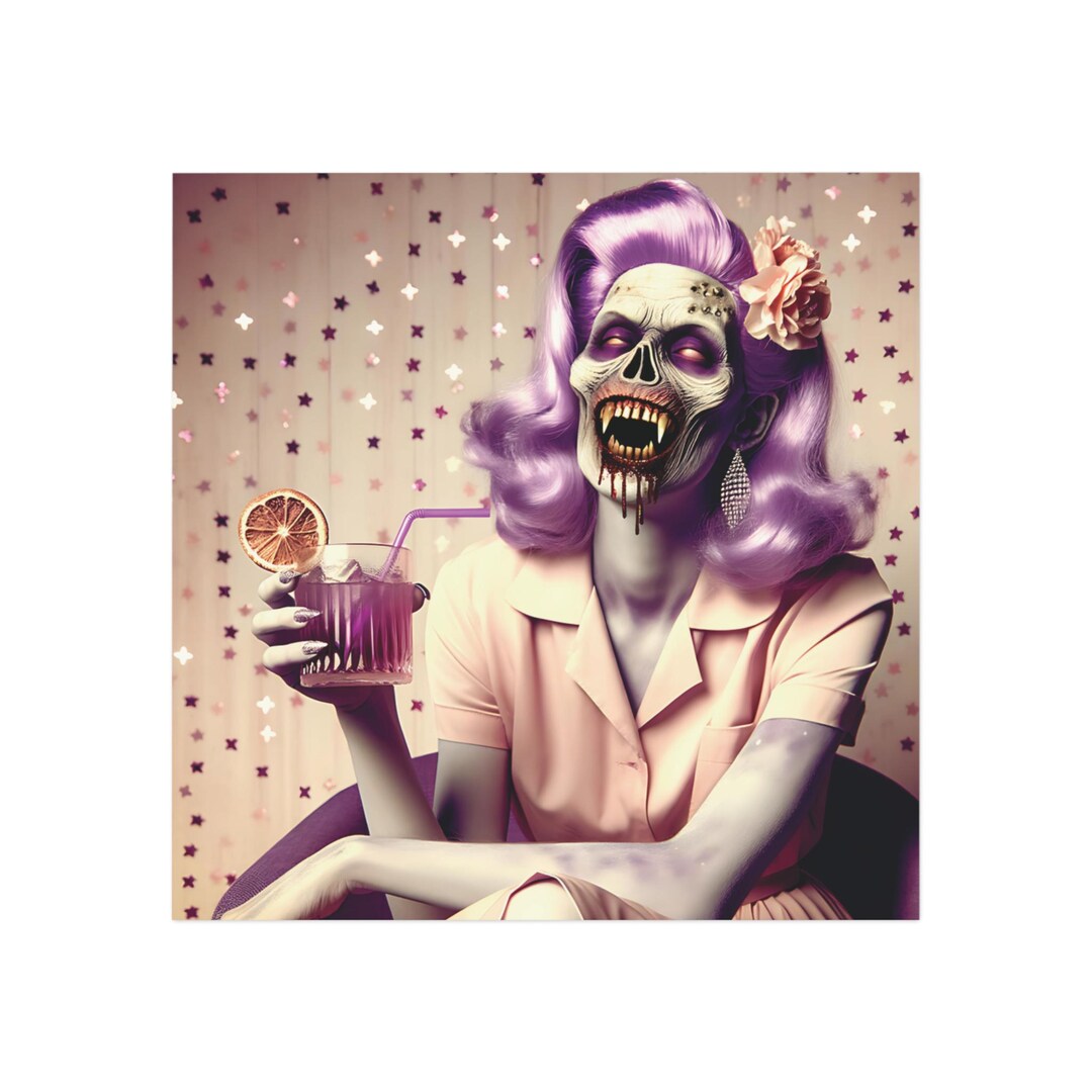 Retro Zombie Tiki Cocktail Vintage Style Tiki Bar Quirky Horror ...