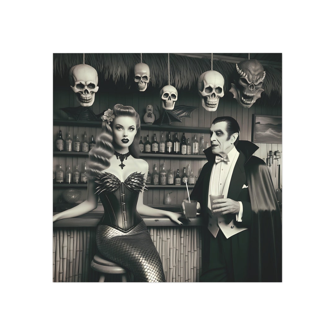 Vampire Mermaid Tiki Bar Quirky Vintage Style Retro Bar Magnet - Etsy