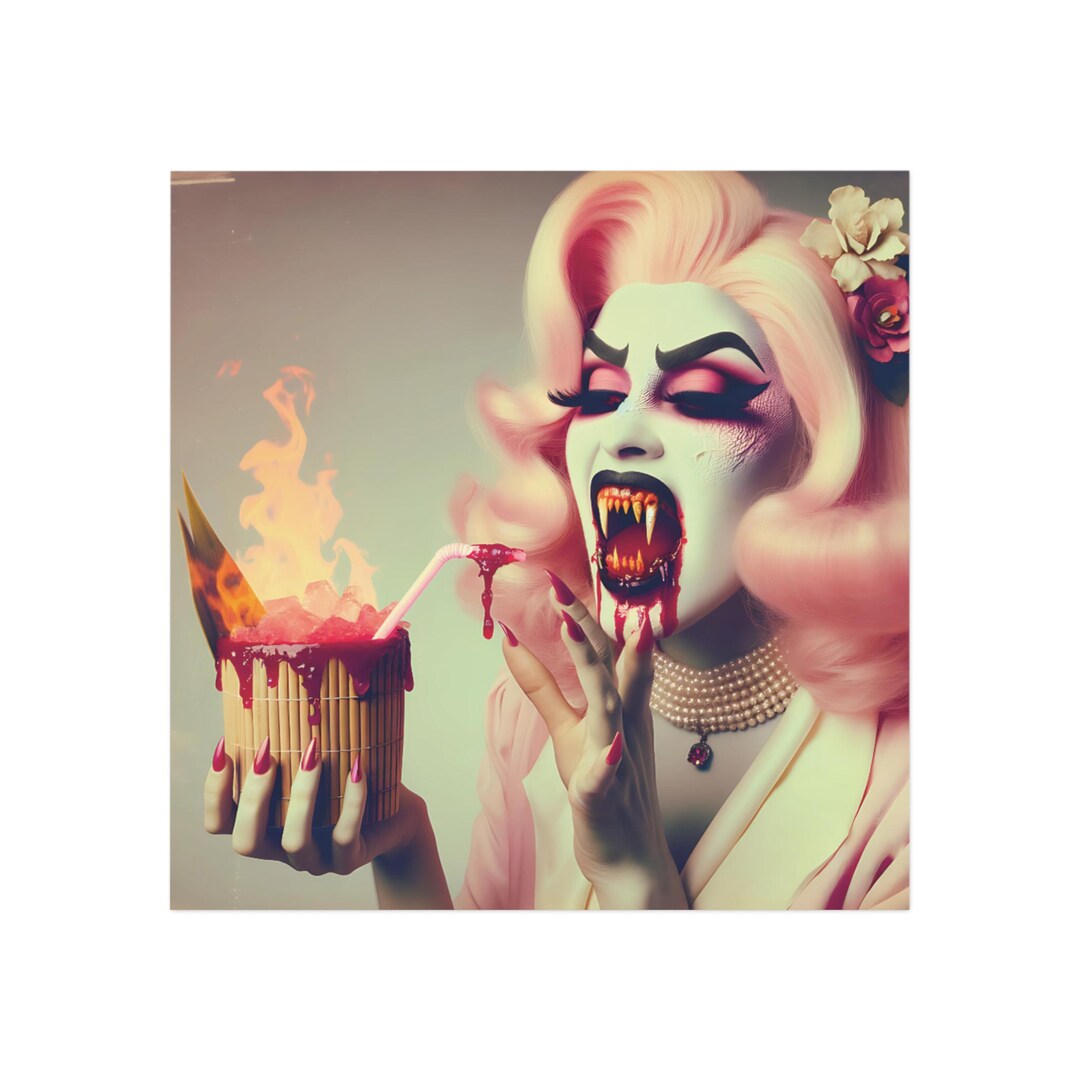 Freaky Tiki Retro Horror Bar Decor Tiki Fire Cocktail Vampire Monster ...
