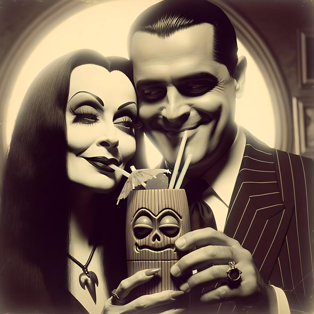 DIGITAL DOWNLOAD Tiki Addams Morticia Gomez Quirky Cute Goth Tiki Party ...