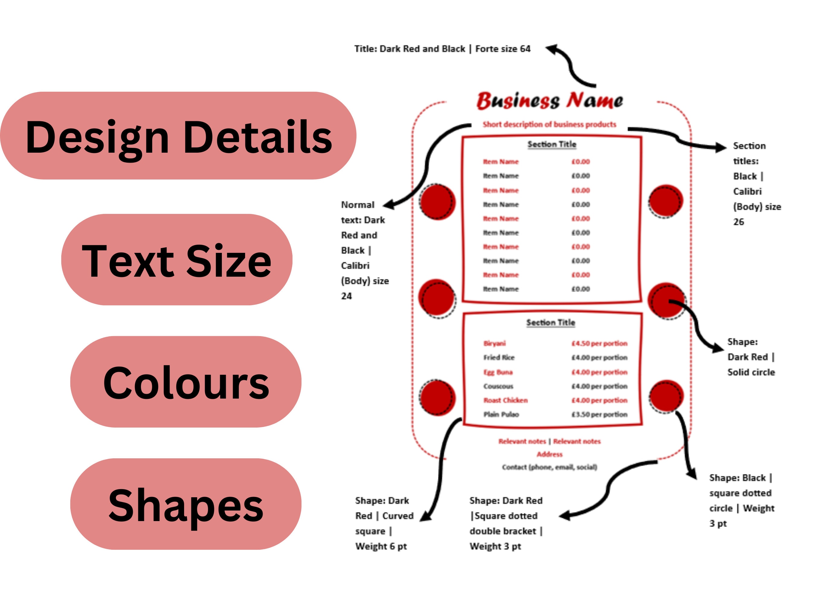 Editable MS Word Food Menu Template With Design Details - Etsy