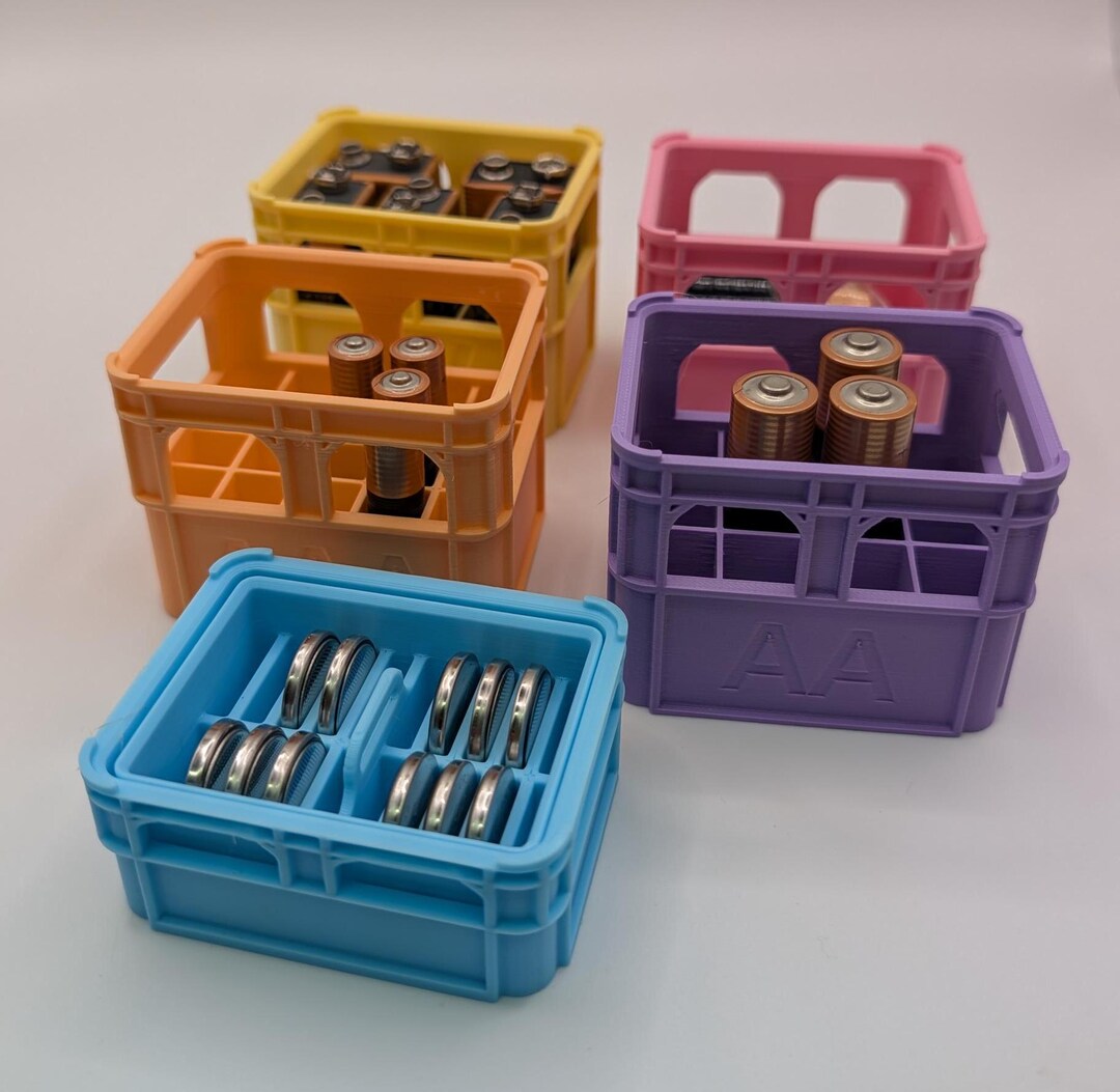 Pastel Crate Styled Battery Storage | Battery Case for AAA, AA, 9v ...