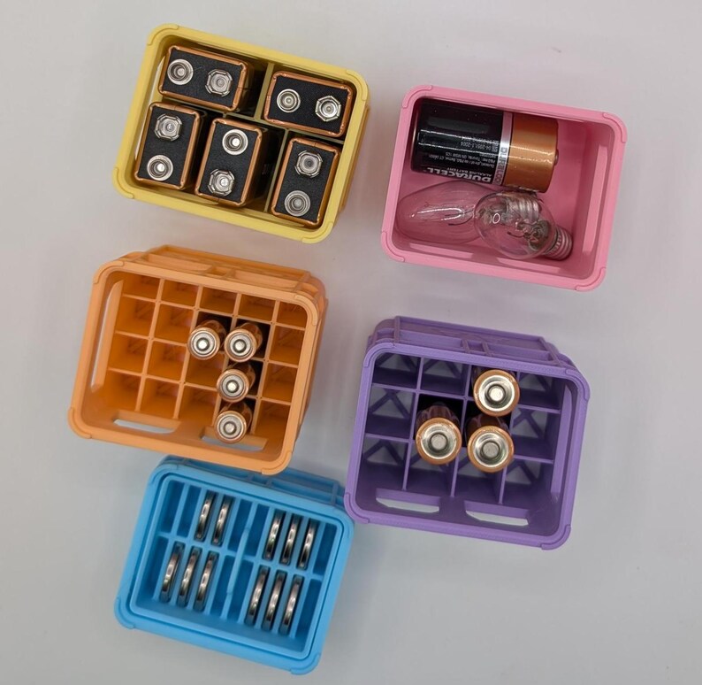 Pastel Crate Styled Battery Storage | Battery Case for AAA, AA, 9v ...