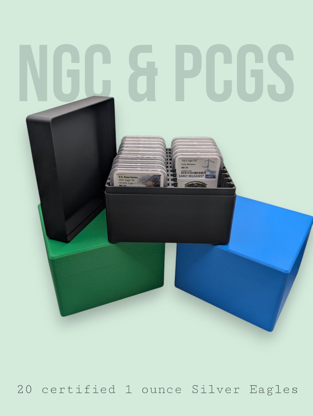 Graded Coin Storage Box | 20 Certified NGC and PCGS 1oz Silver Dollar ...