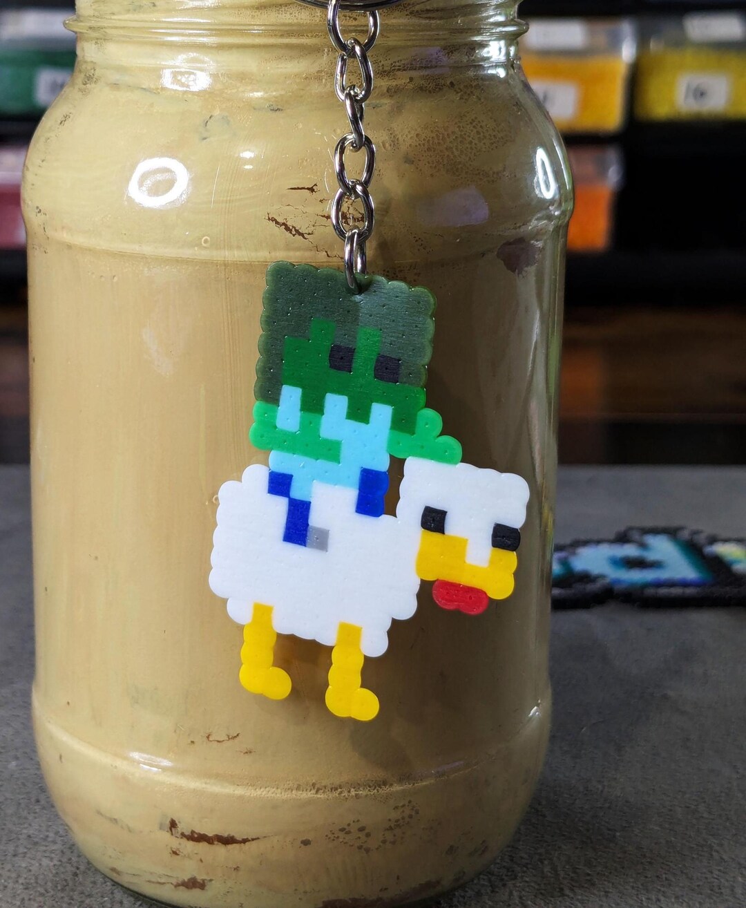 Minecraft Chicken Jockey Perler Bead Keychain, Magnet, or Pin ...