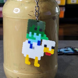 Minecraft Chicken Jockey Perler Bead Keychain, Magnet, or Pin ...