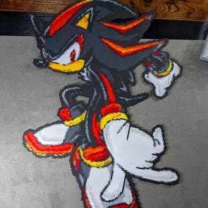 Shadow the Hedgehog Framed Perler Bead Art– Sonic Fan Art, Kawaii Hedgehog Decor, Unique Gaming ...