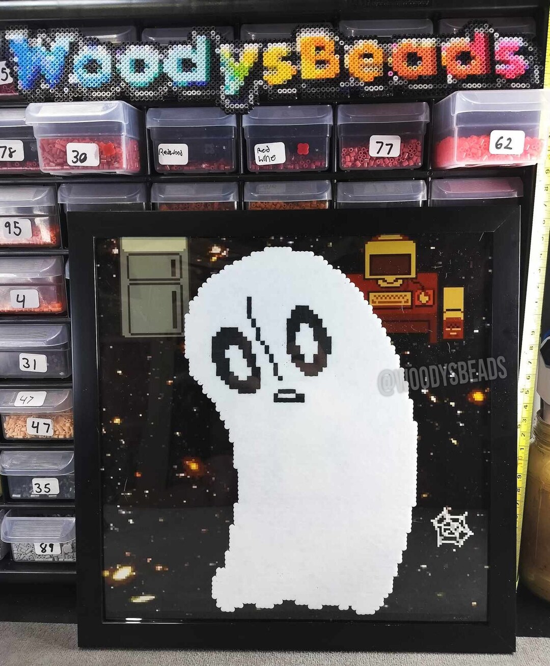 Napstablook Undertale Framed Wall Art, Perler Bead, Picture Frame, Home ...