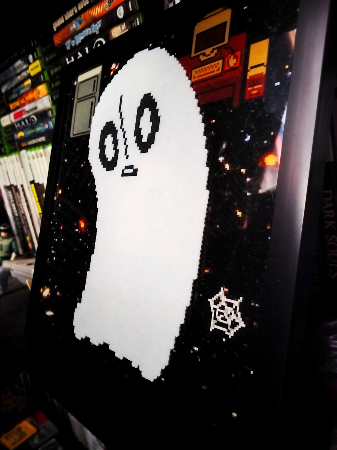 Napstablook Undertale Gaming Framed Wall Art, Perler Bead, Picture ...