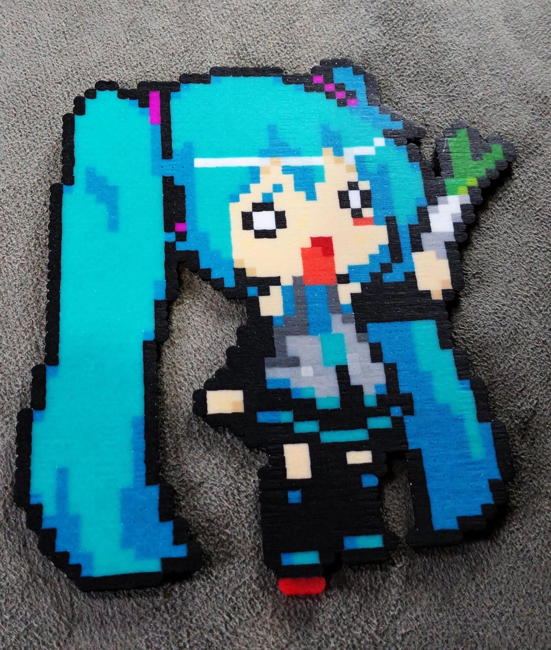 Hatsune Miku Perler Bead Art - Necklace or Magnet – Handmade Anime ...