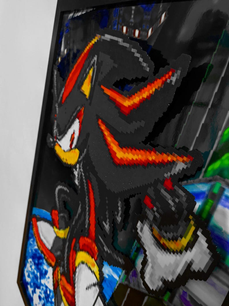 Shadow the Hedgehog Framed Perler Bead Art– Sonic Fan Art, Kawaii ...