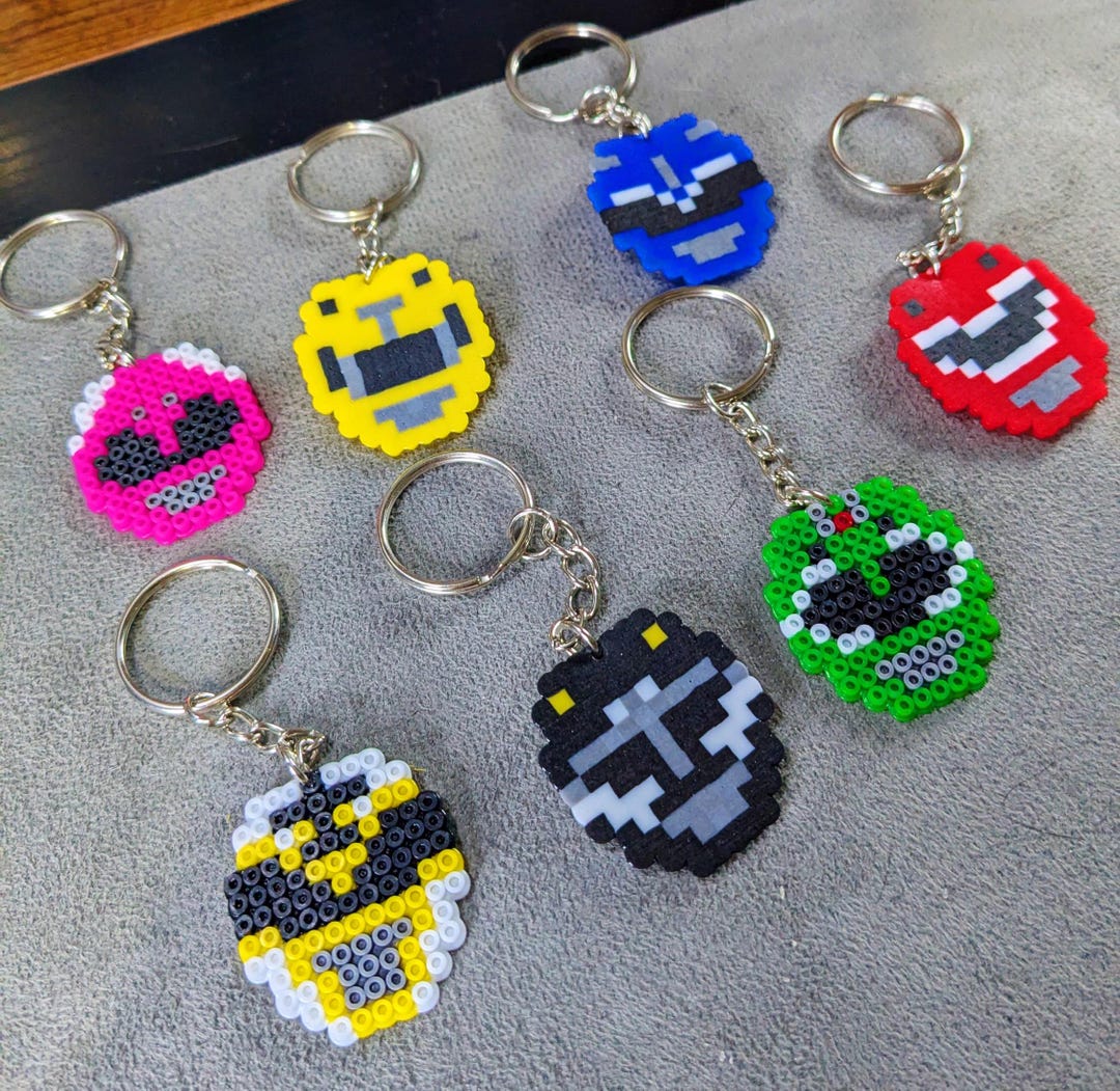 Handmade Power Rangers Perler Bead Keychain, Magnet, Pin, or Earrings ...