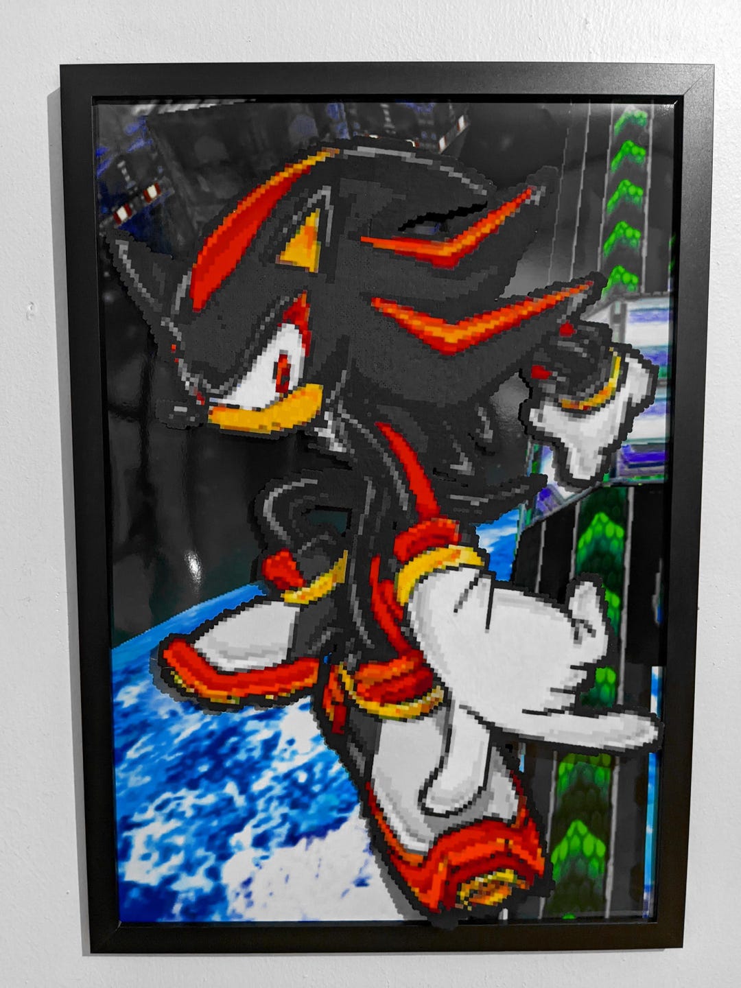 Shadow the Hedgehog Framed Perler Bead Art– Sonic Fan Art, Kawaii ...