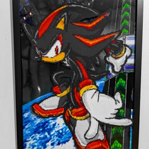 Shadow the Hedgehog Framed Perler Bead Art– Sonic Fan Art, Kawaii ...
