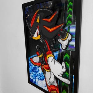 Shadow the Hedgehog Framed Perler Bead Art– Sonic Fan Art, Kawaii ...