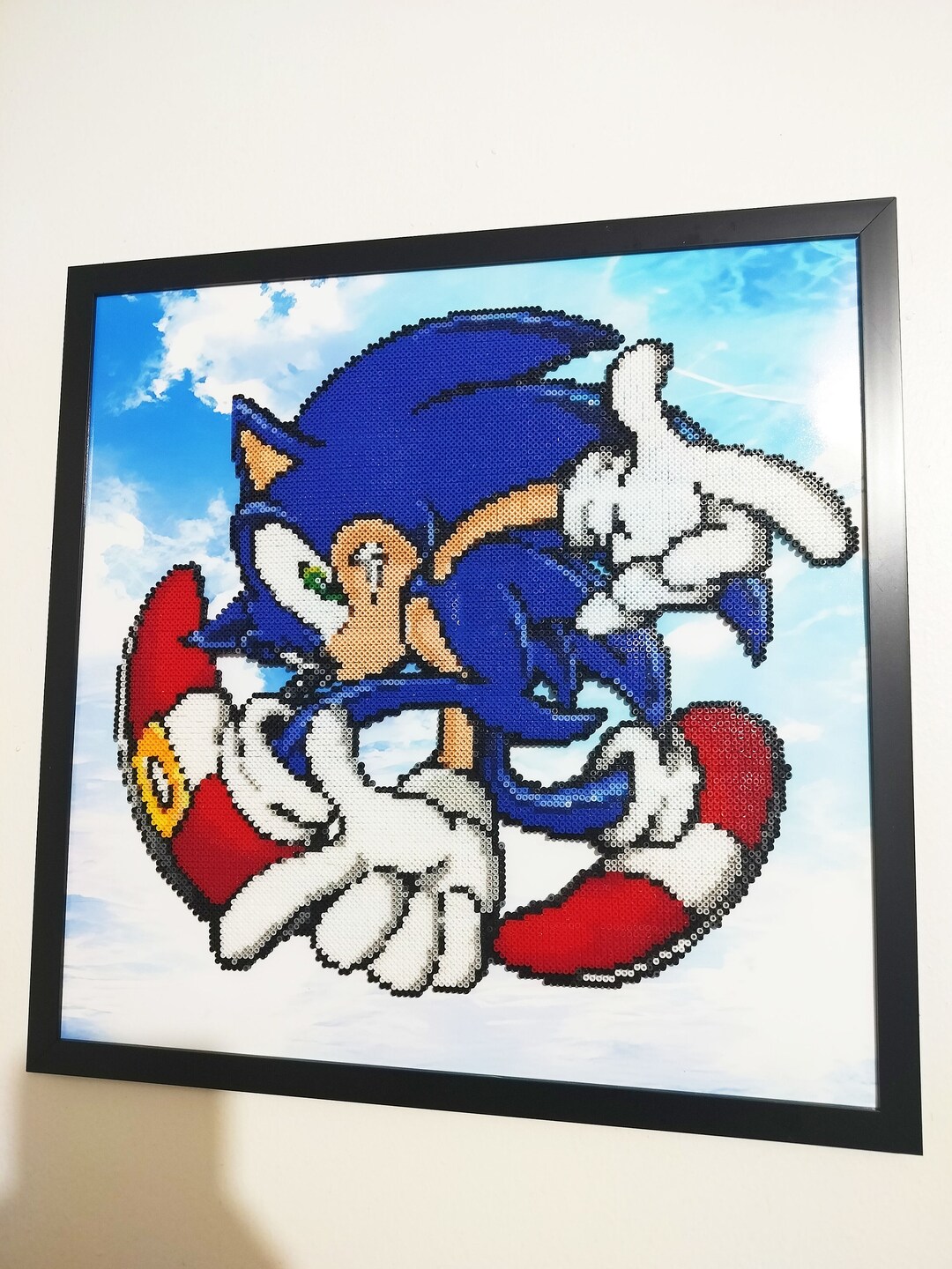 Sonic Framed Perler Bead Art in Sonic Adventure Pose – Sonic Fan Art ...