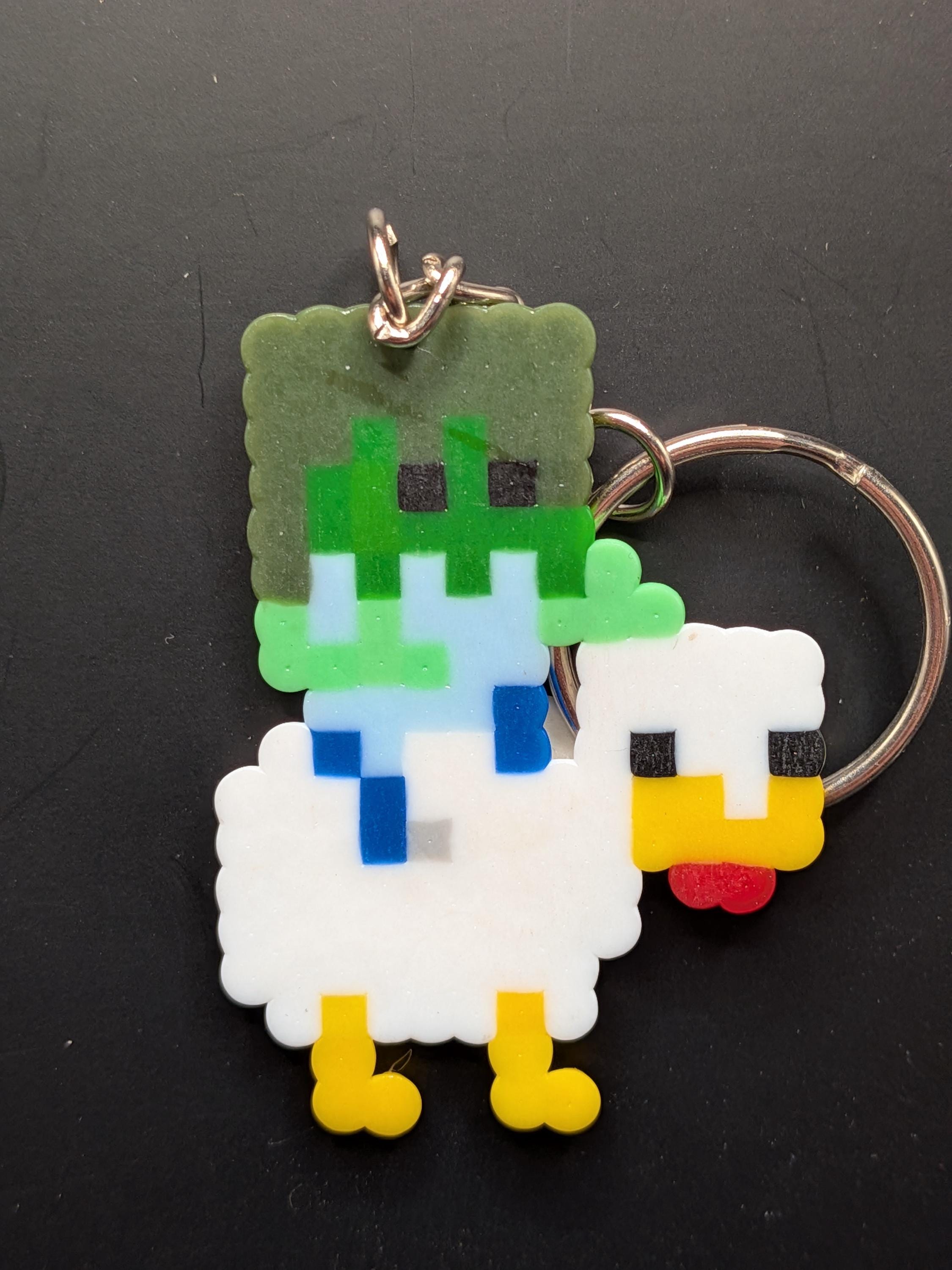 Minecraft Chicken Jockey Perler Bead Keychain, Magnet, or Pin ...