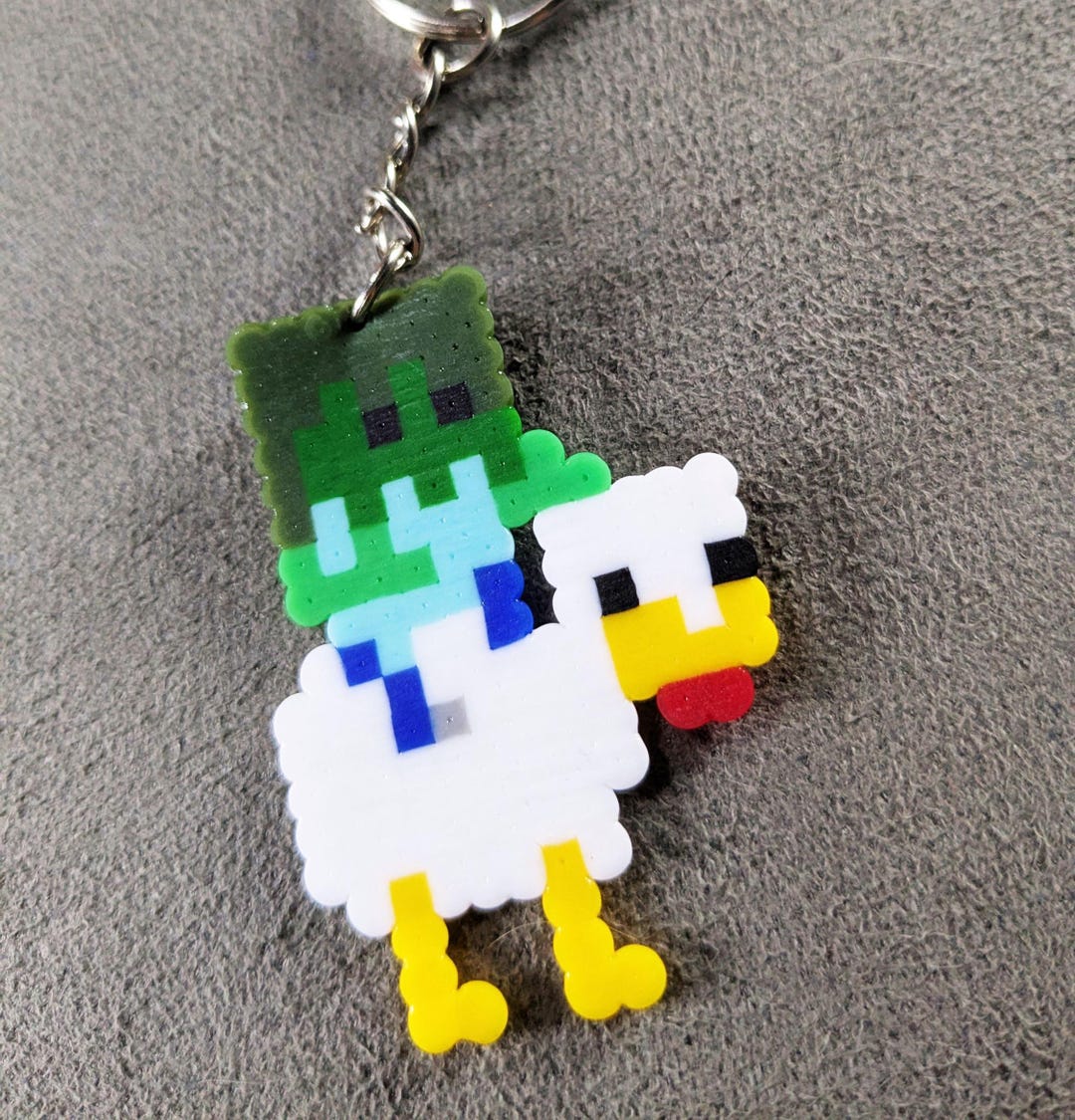 Minecraft Chicken Jockey Perler Bead Keychain, Magnet, or Pin ...