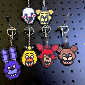 Five Nights at Freddy's Perler Bead Keychains, Magnets & Pins – Handmade FNAF Pixel Art, Freddy ...