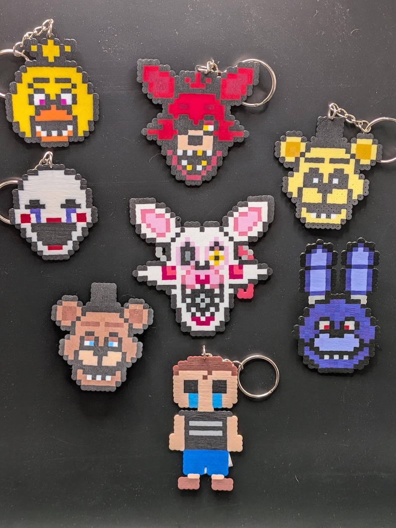 Five Nights at Freddy's Perler Bead Keychains, Magnets & Pins – Handmade FNAF Pixel Art, Freddy ...