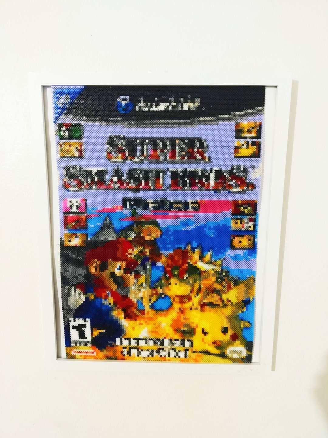 Super Smash Bros Melee Box Art Framed Perler Bead Art – Gaming Fan Art ...