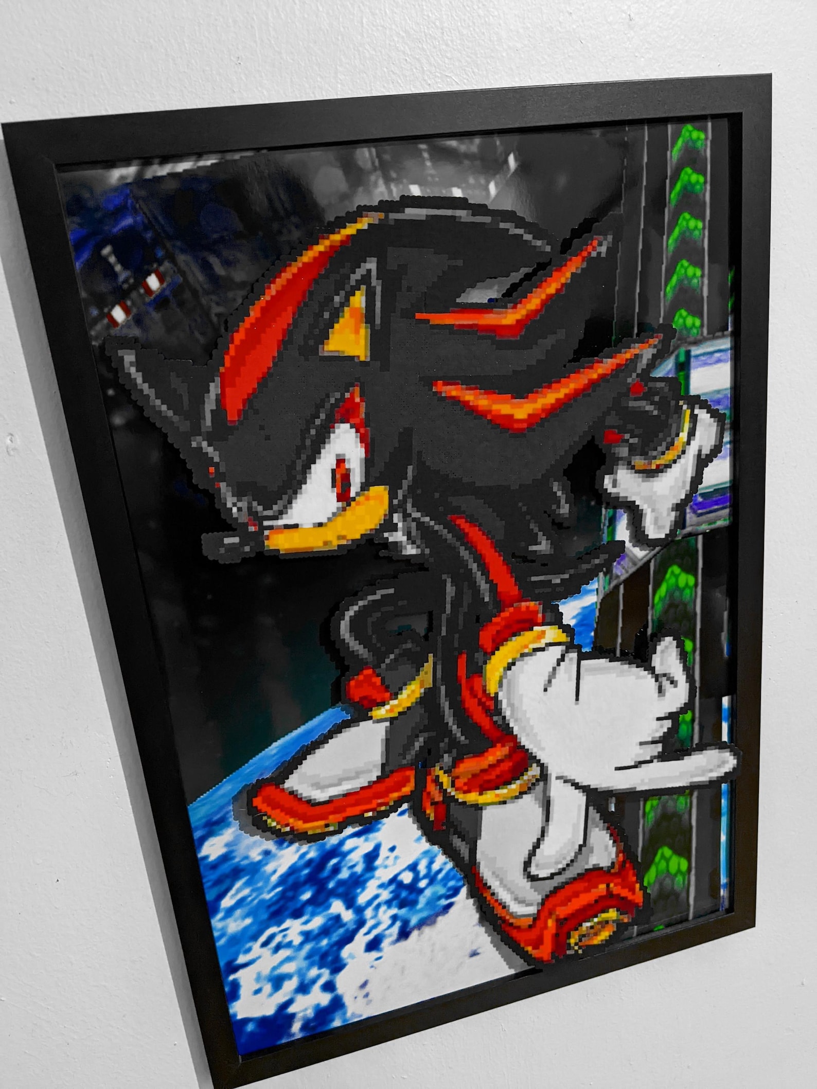 Shadow the Hedgehog Framed Perler Bead Art– Sonic Fan Art, Kawaii ...