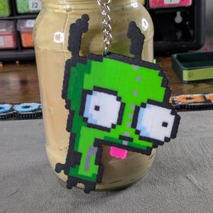 GIR Invader Zim Perler Bead Keychain, Magnet, or Pin – Handmade Pixel ...