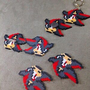 Handmade Shadow the Hedgehog Perler Bead Keychains, Pins, Magnets, and ...