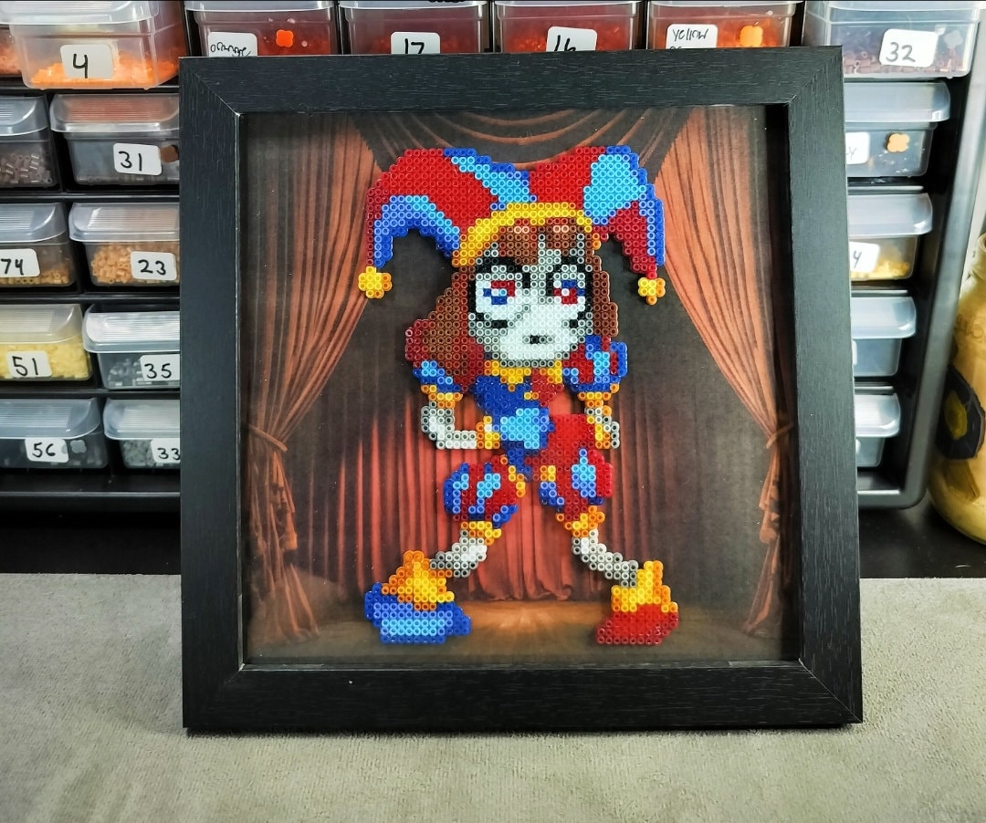 Pomni, the Amazing Digital Circus Cartoon Wall Art, Perler Bead ...