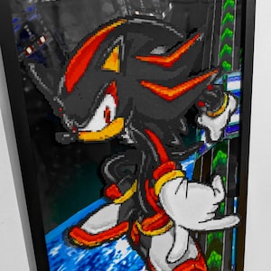 Shadow the Hedgehog Framed Perler Bead Art– Sonic Fan Art, Kawaii ...