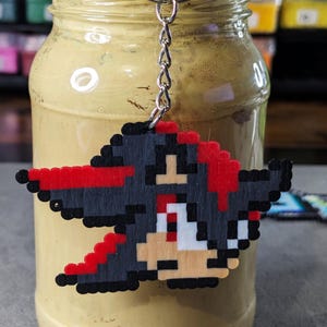 Handmade Shadow the Hedgehog Perler Bead Keychains, Pins, Magnets, and ...