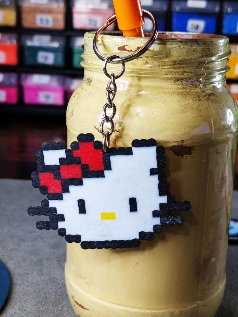 Hello Kitty Perler Bead Keychains, Magnets, Earrings, Pins - Cute ...