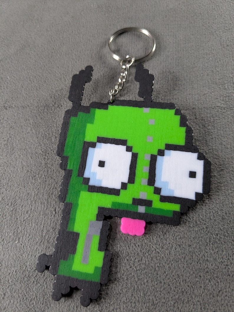 GIR Invader Zim Perler Bead Keychain, Magnet, or Pin – Handmade Pixel ...
