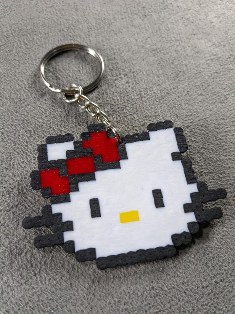 Hello Kitty Perler Bead Keychains, Magnets, Earrings, Pins - Cute ...
