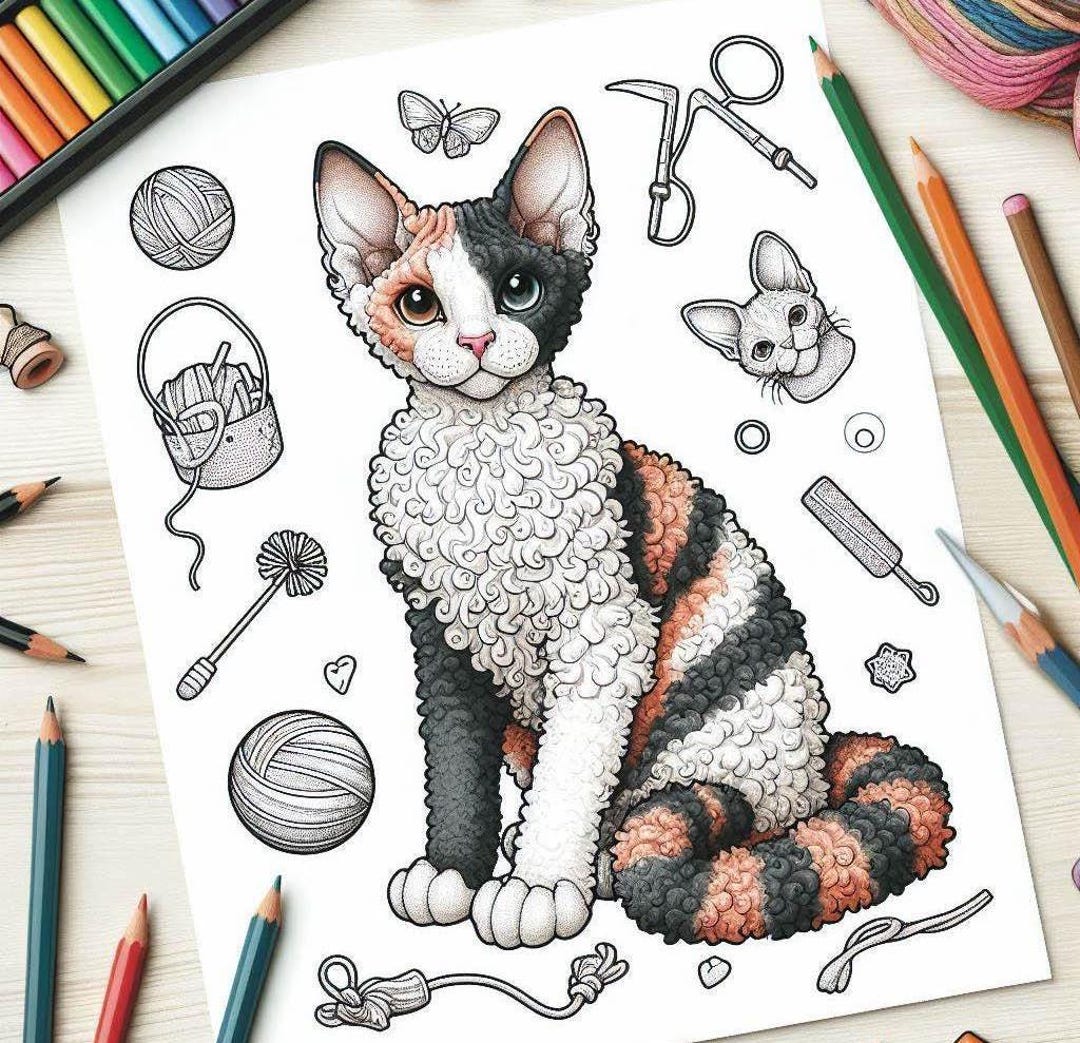 Devon Rex Coloring Book - 14 Pages - Etsy