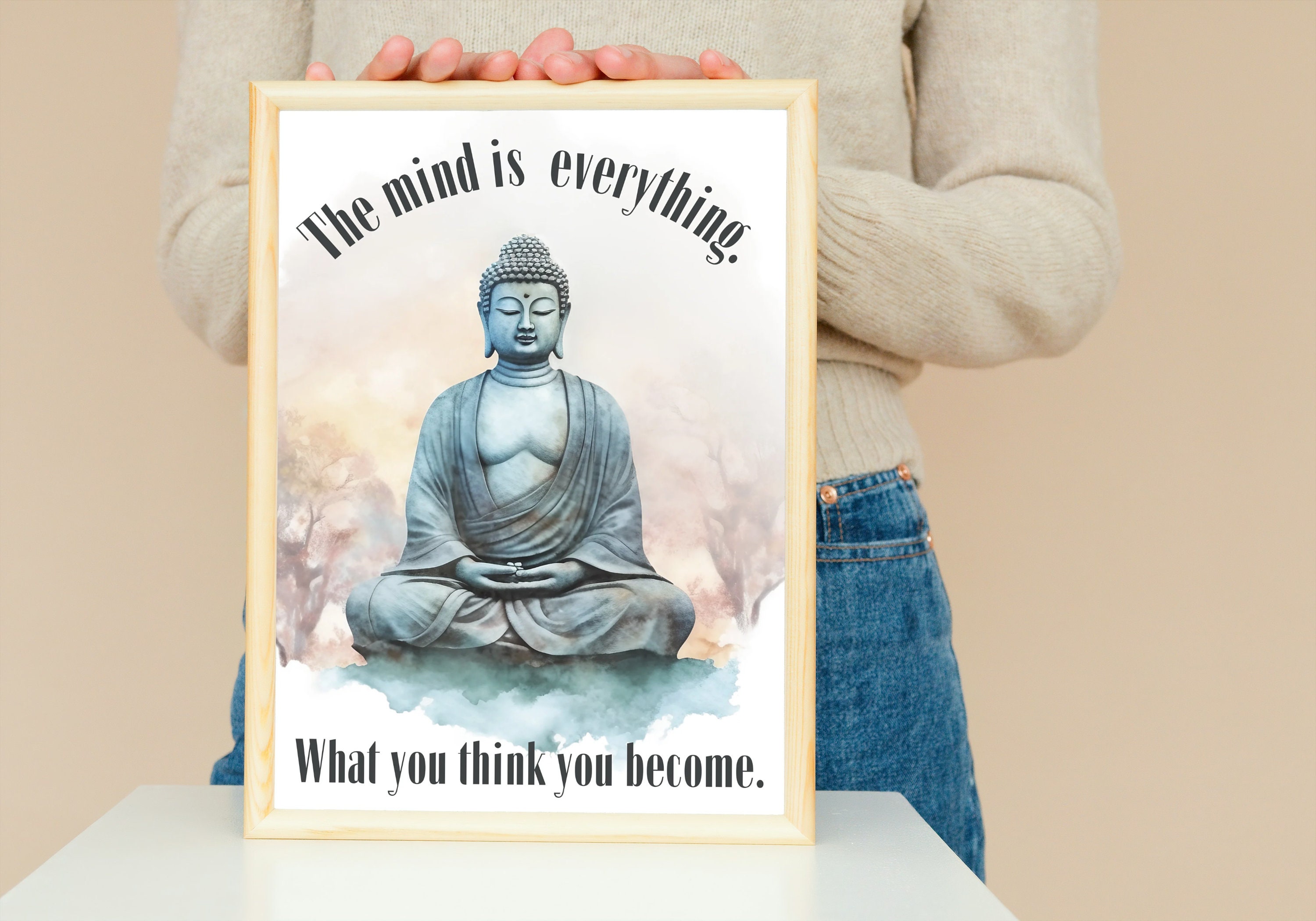 Buddha Wall Decal Quotes. Art Showing Buddha. the Mind is Everything ...