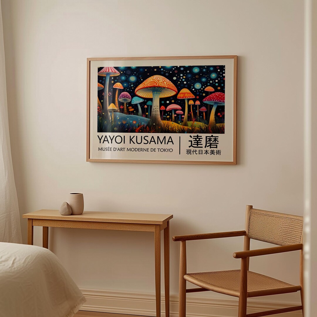 Yayoi Kusama Poster - Japandi Mushroom Wall Art as Yayoi Kusama Print ...