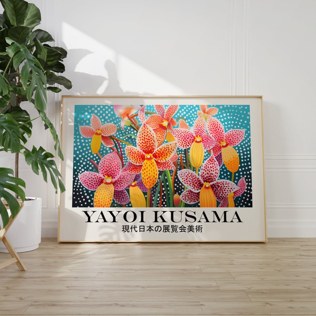 Yayoi Kusama Poster - Blumen - Farbfrohe Blumenkunst im Japandi ...