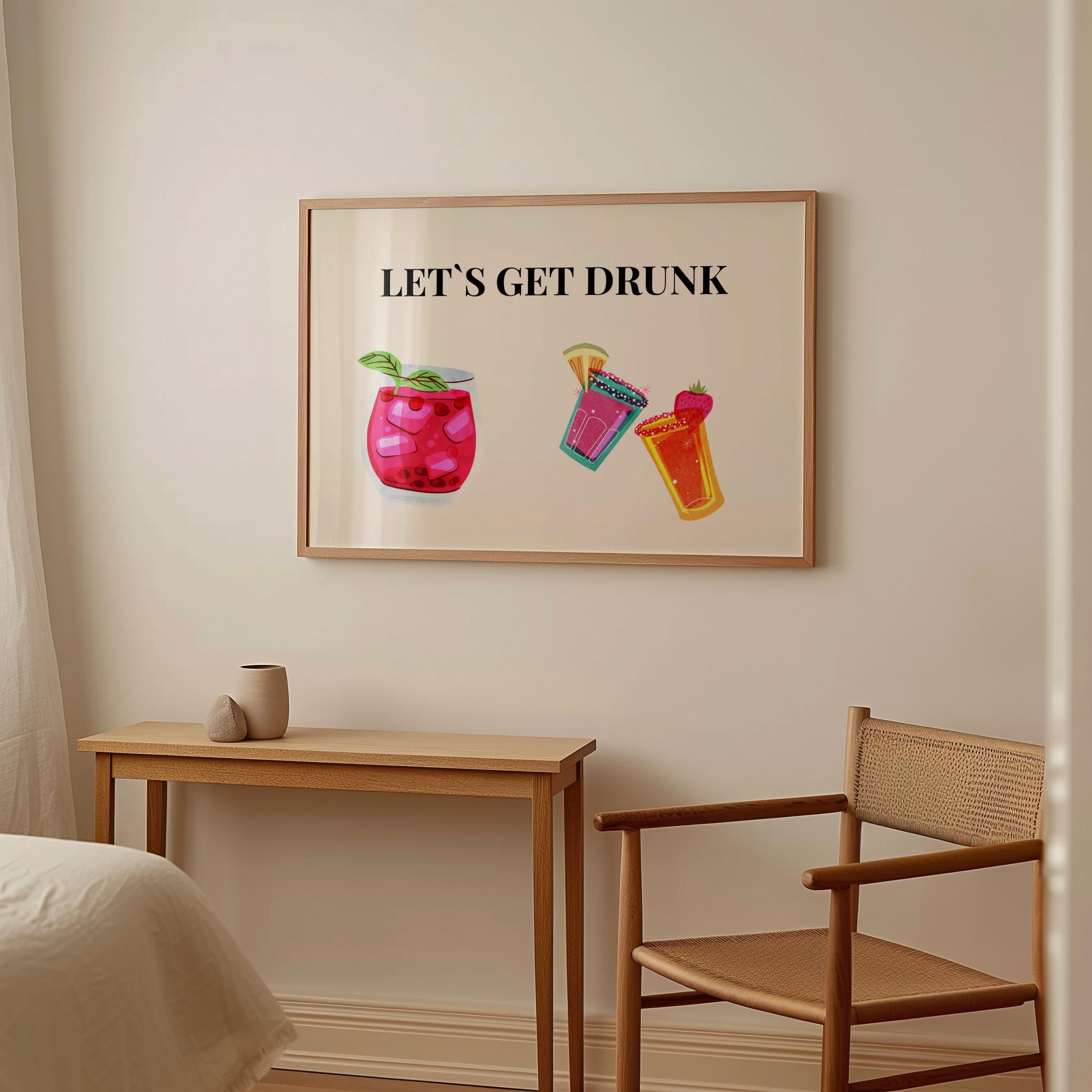 Lets Get Drunk Poster - Cocktail Poster, Girly Bar, Drinking Alcohol ...
