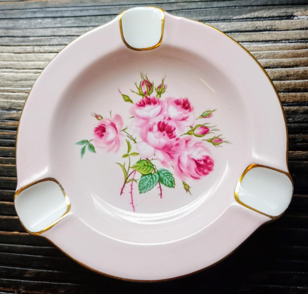 Shelley Pink Floral Ashtray 1950s Hand Painted - Etsy