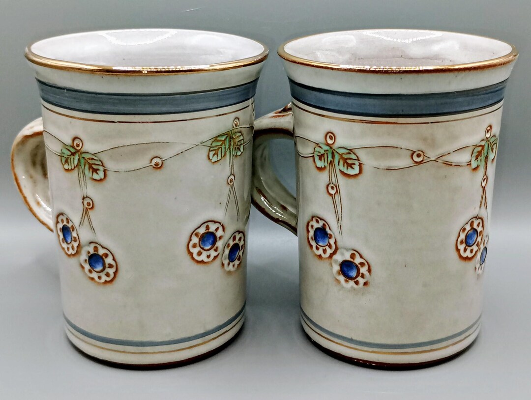 Pair of Mugs From Kentmere Pottery Designed and Signed by Gordon Fox ...