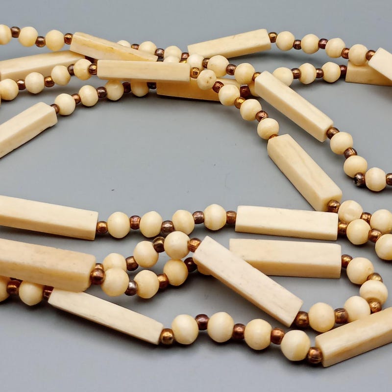 Bone Bead Necklace - Etsy UK