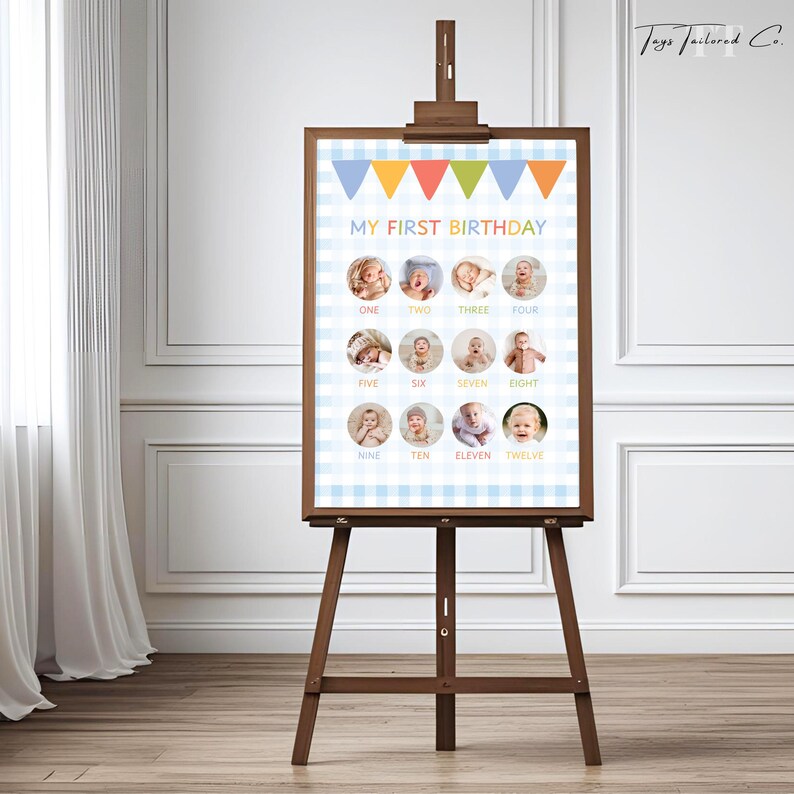 First Birthday Milestone Poster, Editable Photo Collage (canva Template ...